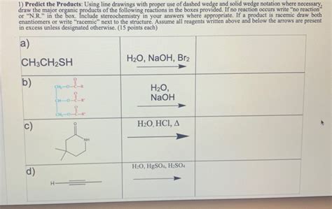 Solved Predict the Products: Using line drawings with proper | Chegg.com