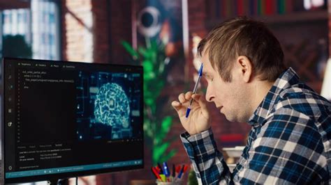 Admin Uses Computer For Artificial Intelligence Computing Simulation Waiting For Code To Finish