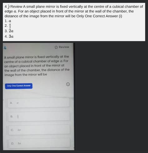 4 Hat{ Jmath} Review A Small Plane Mirror Is Fixed Vertically At The Cen