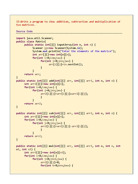 Source Code 13write A Program To Show Addition Subtraction And
