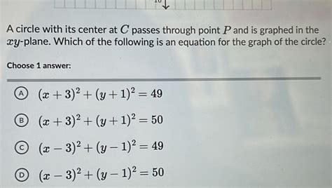 Solved A Circle With Its Center At C Passes Through Point P And Is