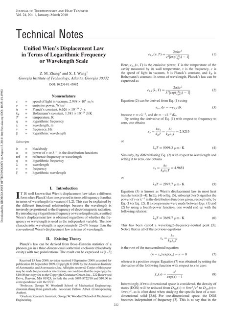 Pdf Unified Wiens Displacement Law In Terms Of Logarithmic Frequency