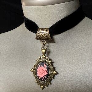 Rose Choker Gothic Choker Velvet Choker Rose Necklace Pink Rose