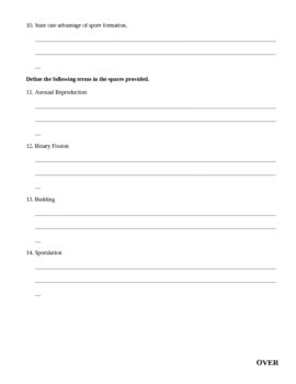 Asexual Reproduction Homework Assignment By Lisa Michalek TpT