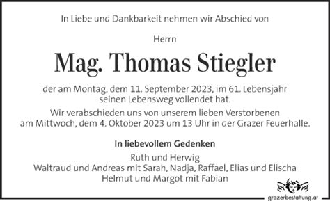 Traueranzeigen Von Thomas Stiegler Trauer Kleinezeitung At