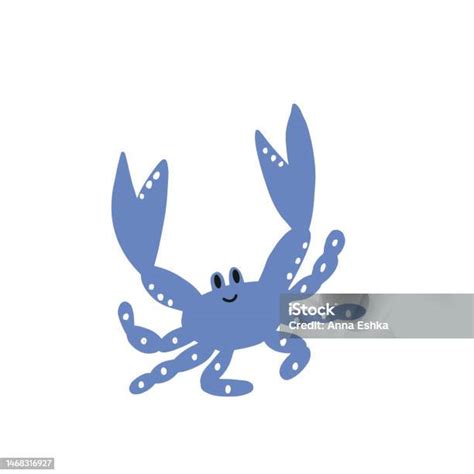 흰색 바탕에 스칸디나비아 스타일의 귀여운 게 벡터 손으로 그린 아이 그림입니다 바다 바다 수중 세계 0명에 대한 스톡 벡터 아트 및 기타 이미지 Istock