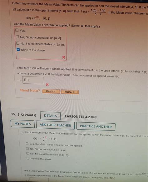 Solved Determine Whether The Mean Value Theorem Can Be Chegg Com