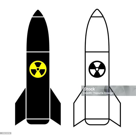 배경에 고립 된 검은 원자 폭탄 플랫 벡터 일러스트레이션 핵무기 실루엣 미사일에 대한 스톡 벡터 아트 및 기타 이미지 미사일 핵무기 핵에너지 Istock