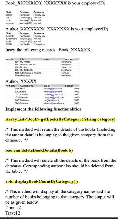 Solved Write Jdbc Code To Complete The Question Do Not Need