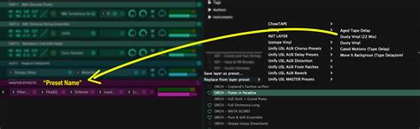 Master Effects Preset Name Appear Next To Master Effects In The Purple
