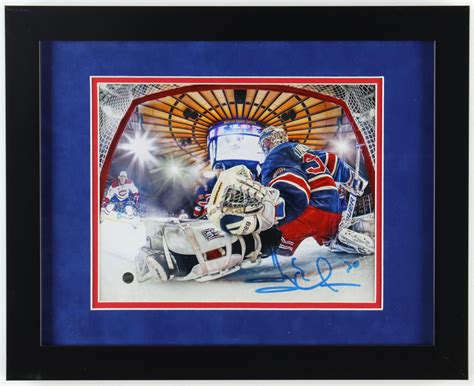 Henrik Lundqvist Signed Rangers Custom Framed Photo Display Steiner