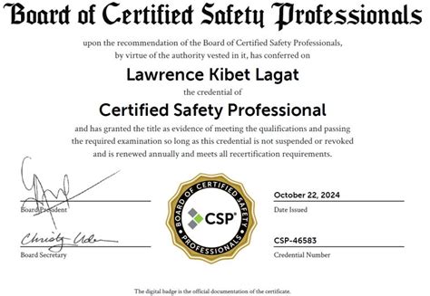 Congratulations On The Csp Certification Lawrence Lagat Csp Idipnebosh 🎉 🎉🎉 Board Of