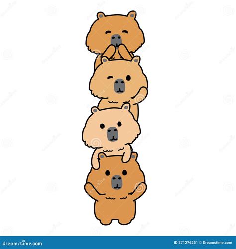 Set Of Cute Capybara Wear Rabbit Head Costume On White Background Easter Day Vector Illustration