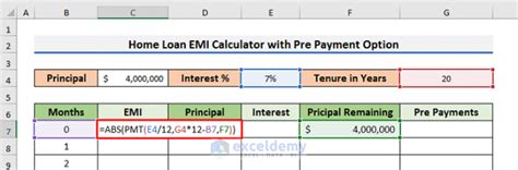 Create Home Loan EMI Calculator In Excel Sheet With Prepayment Option