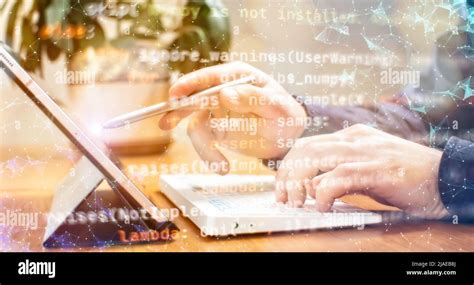 Payment Security Concept Hacker In Black Gloves Hacking The System