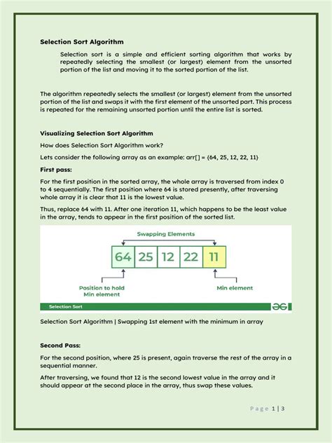 Selection Sort Algorithm Pdf Computer Data Algorithms And Data Structures