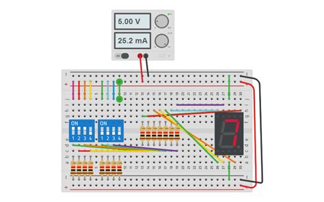 circuit design ejemplo de display catodo tinkercad