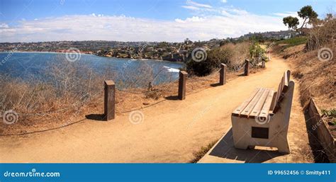 Hiking Trails And Benches Above The Coastal Area Of La Jolla Cove Stock