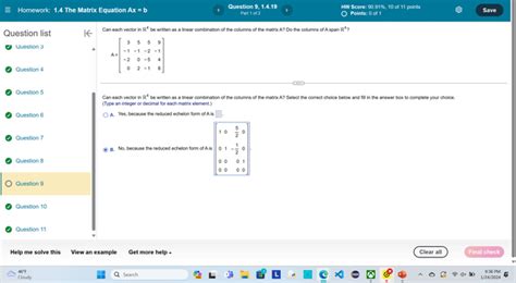 [linear Algebra The Matrix Equation] R Homeworkhelp