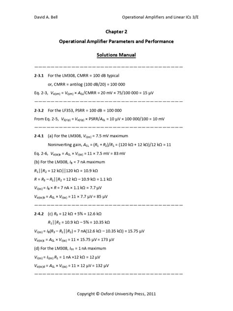 349 39 Solutions Instructor Manual Chapter 2 Operational Amplifier