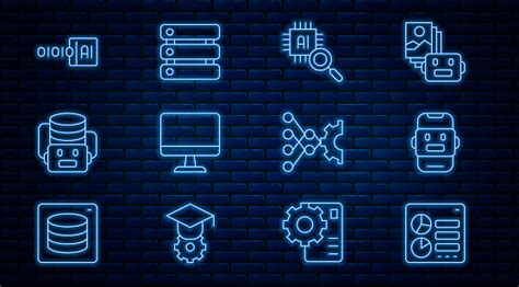 vetores de definir linha interface de api de computador chat bot cpu do