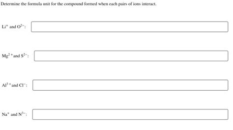 Solved Determine The Formula Unit For The Compound Formed