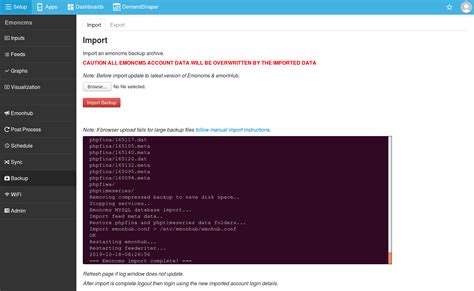 Import Backup Restore Update — Openenergymonitor 001 Documentation