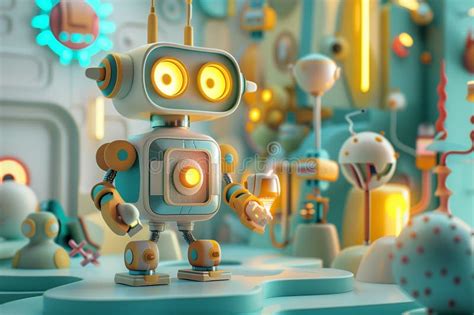 grungy robot in creativity laboratory artificial intelligence ai
