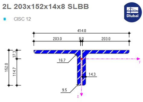 2l 203x152x14x8 Slbb Cisc 12 Cross Section Properties And Analysis Dlubal Software