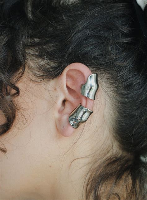 Guma Silver Plated Hammered Ear Cuffs Bannu