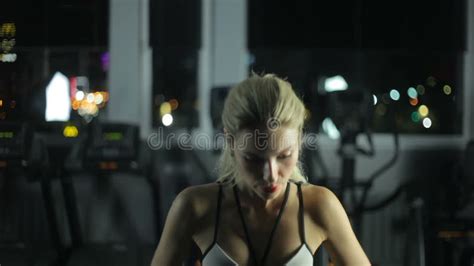 The Girl In The Gym Shakes Her Chest Stock Footage Video Of Muscles