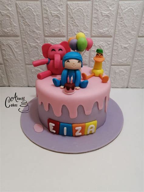 Pocoyo Cake With Fondant Elephant Topper