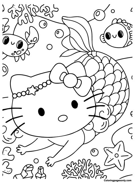 Hello Kitty Coloring Pages Mermaid
