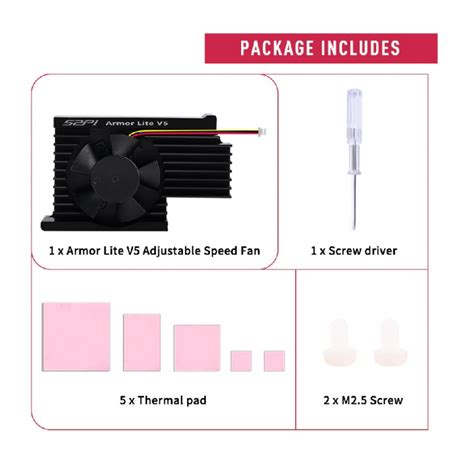 52pi armor lite v5 heatsink with fan for raspberry pi 5 buy online at