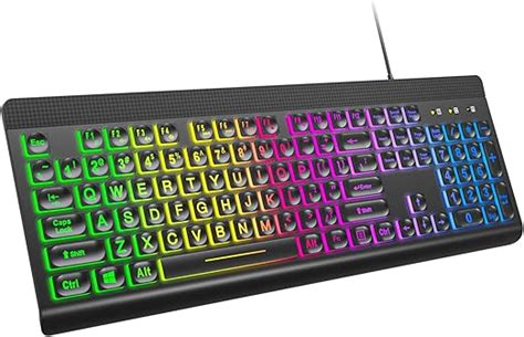 Mowux Large Print Backlit Keyboard Multiple Color Rainbow