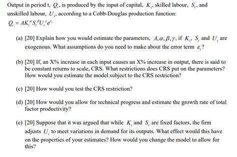 Solved Output In Period T Q Is Produced By The Input Of Chegg Com