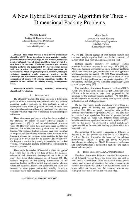 Pdf A New Hybrid Evolutionary Algorithm For Three Dimensional
