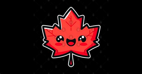 Happy Kawaii Maple Leaf Canada Sticker Teepublic