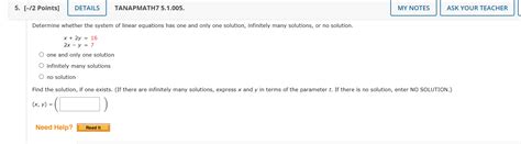 solved determine whether the system of linear equations has