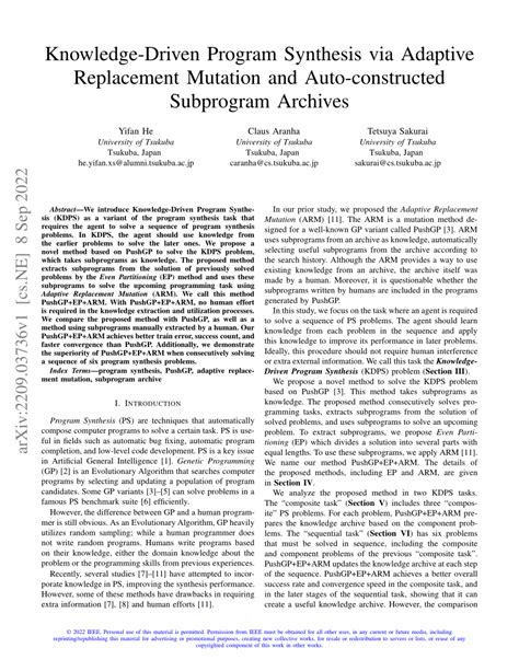Pdf Knowledge Driven Program Synthesis Via Adaptive Replacement