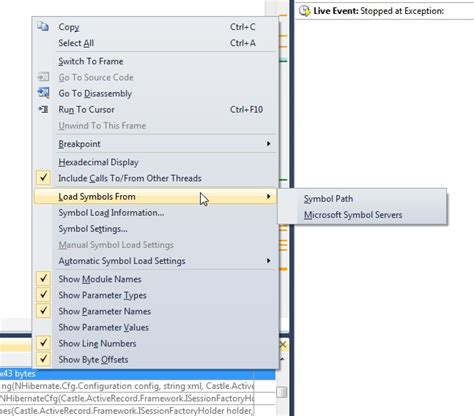 C Cannot Load Symbols Or Break In Core Assemblies Loading Symbols Option Grayed Out Stack