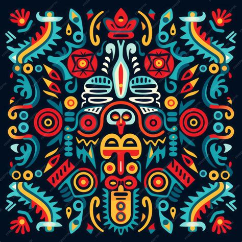 Premium Photo Vibrant Huichol Art Captivating Patterns In Solid Colors A Vector Masterpiece