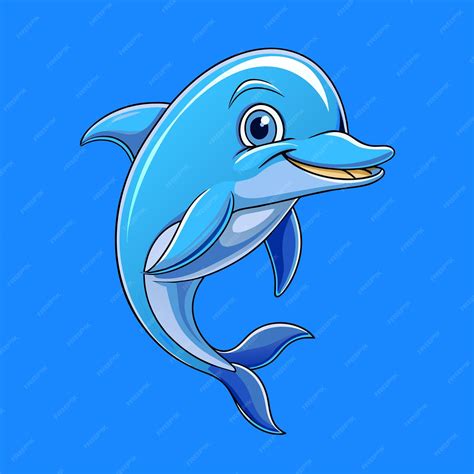 Cartoon Dolphin Vector Drawing For Mascot Posters Premium Ai