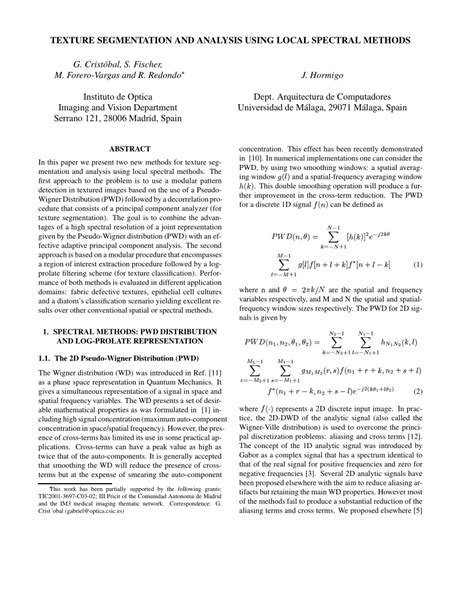 Pdf Texture Segmentation And Analysis Using Local Spectral Methods