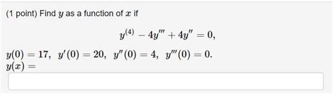 Solved 1 Point Find Y As A Function Of X If Y 4 4y Chegg Com