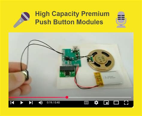 Recordable Push Button Sound Chips For Flexible Messaging Media Card Creations