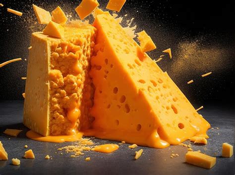 Premium Ai Image Cheddar Cheese Explosion