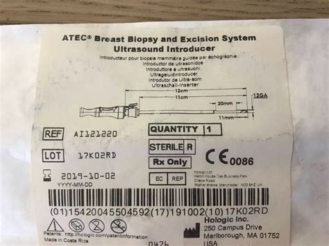 New Hologic Ai121220 Atec Breast Biopsy And Excision System Ultrasound Introducer X