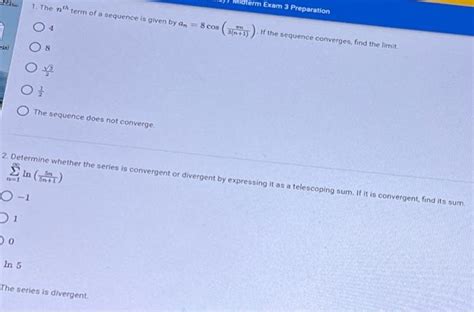 Solved 1 The Nen Term Of A Sequence Is Given By