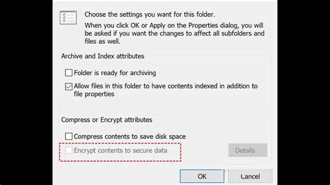 fix ‘encrypt contents to secure data option greyed out youtube